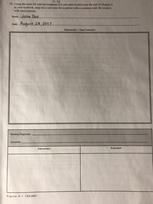 Solved Using the steps for concept mapping of a care plan | Chegg.com