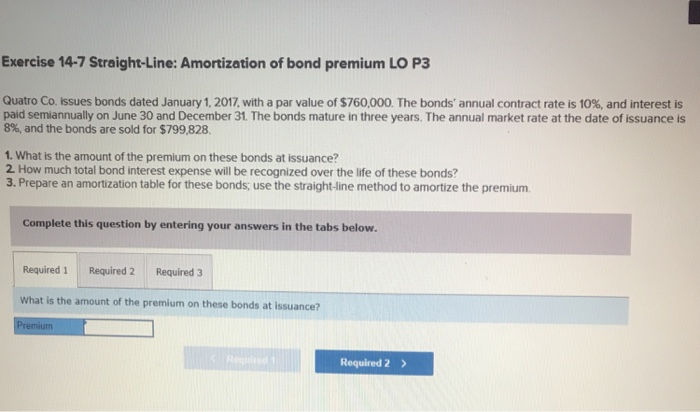 Solved Exercise 14-7 Straight-Line: Amortization of bond | Chegg.com