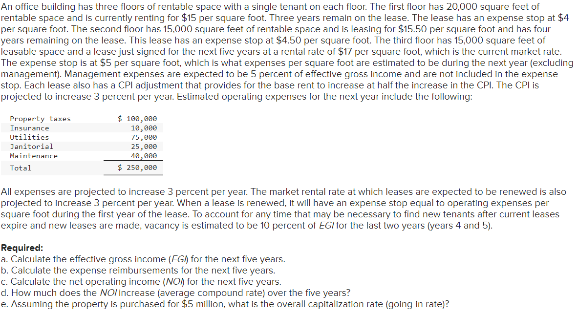 An office building has three floors of rentable space | Chegg.com