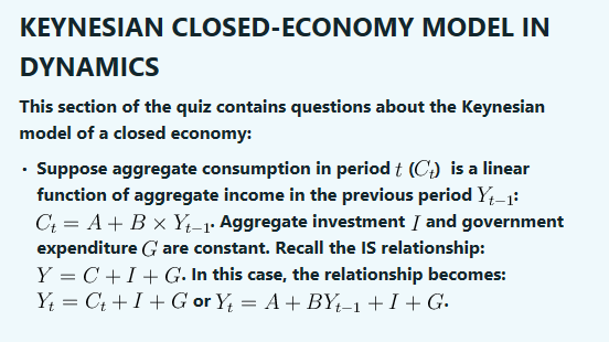 Solved KEYNESIAN CLOSED-ECONOMY MODEL IN DYNAMICS This | Chegg.com