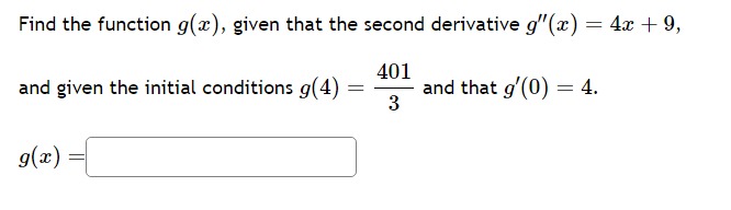 Solved Find the function g(x), given that the second | Chegg.com