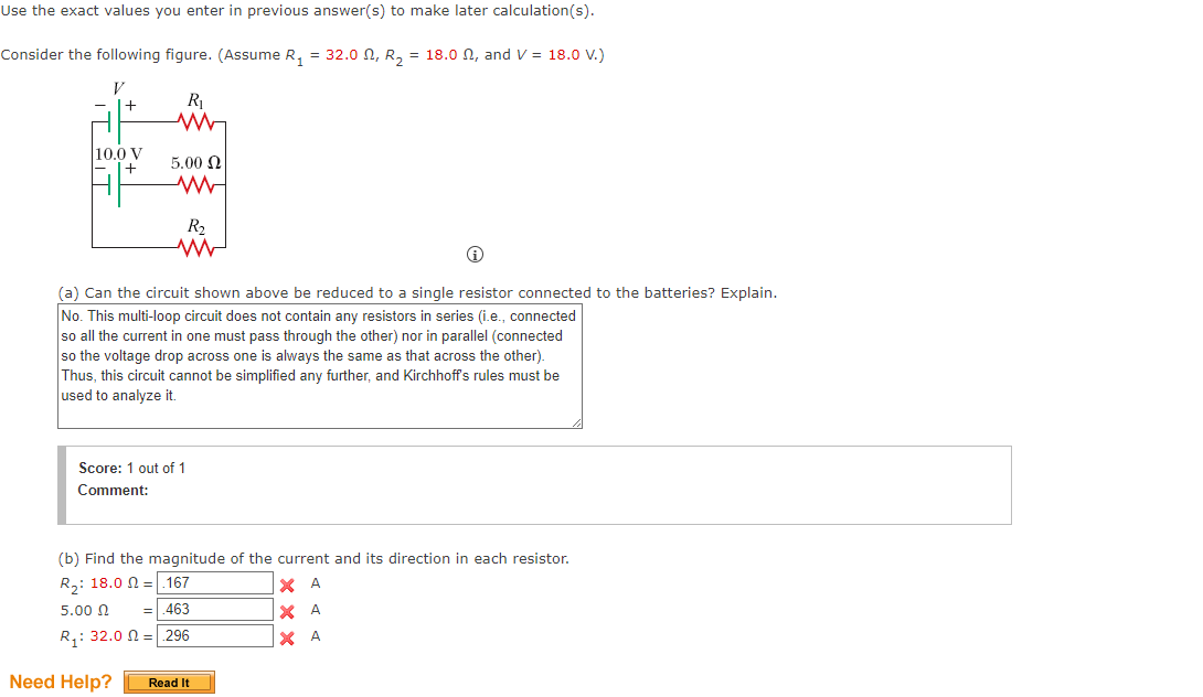 Solved Use the exact values you enter in previous answer(s) | Chegg.com