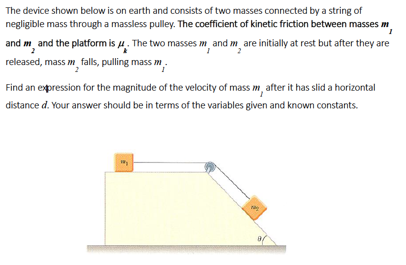 [Solved]: The device shown below is on earth and consists