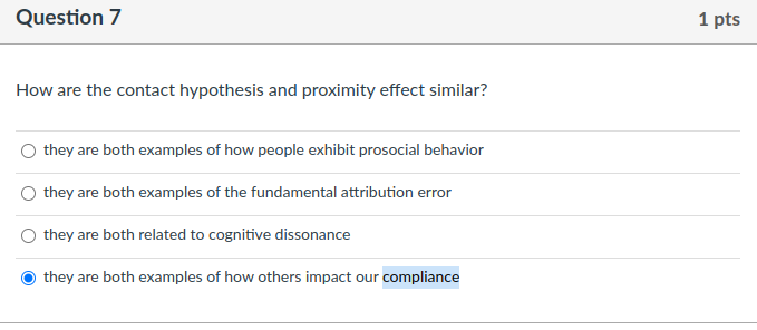 Solved Question 7 1 pts How are the contact hypothesis and | Chegg.com