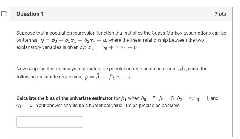 Solved Suppose that a population regression function that | Chegg.com