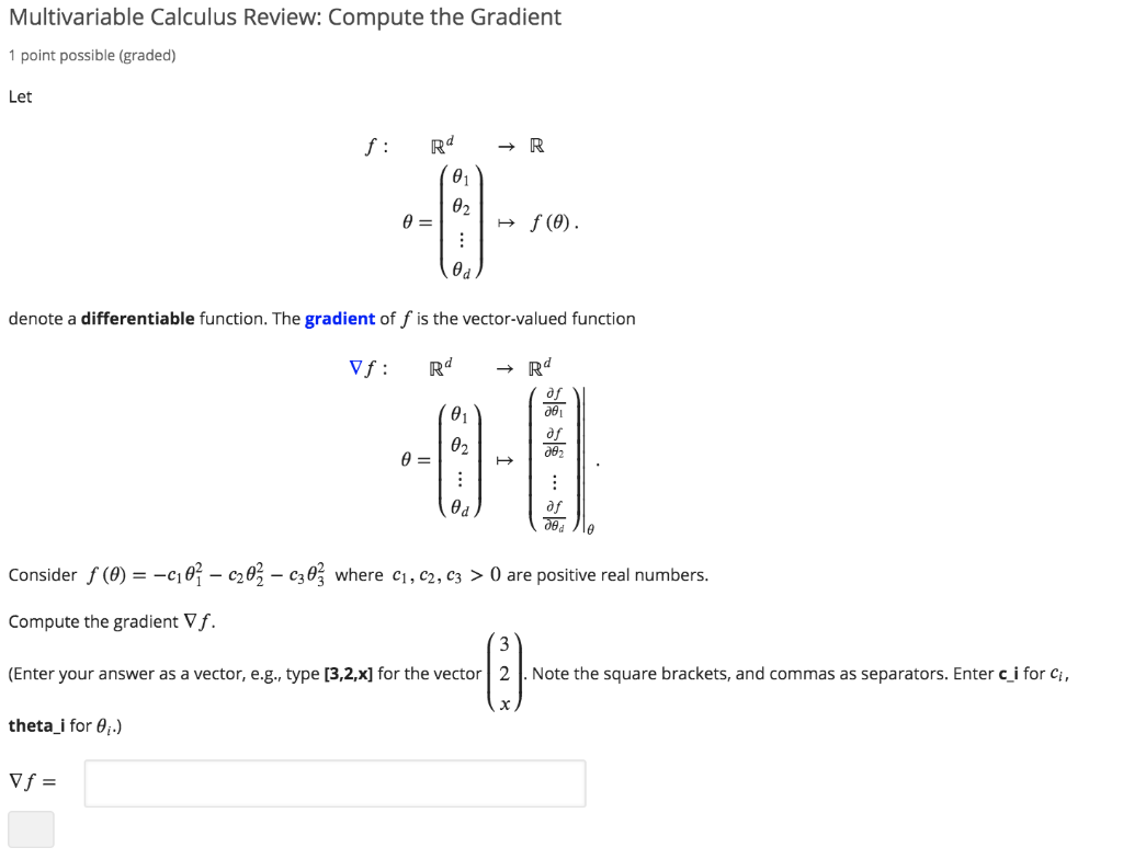 Solved Multivariable Calculus Review Compute The Gradient 1 Chegg