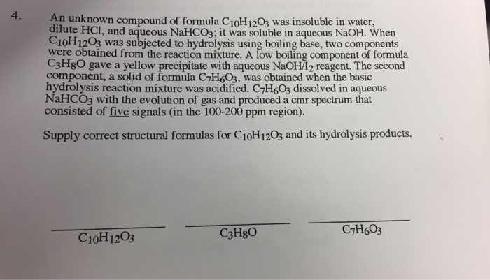 Solved An unknown compound of formula C_10H_12O_3 was | Chegg.com