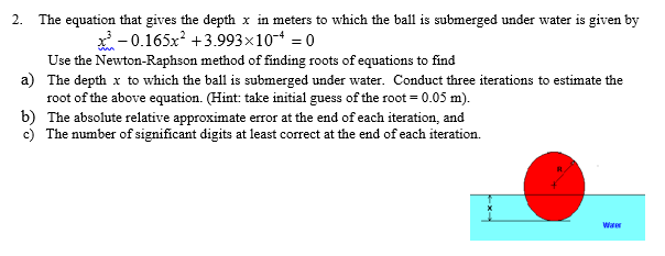 Solved 2. The equation that gives the depth x in meters to | Chegg.com