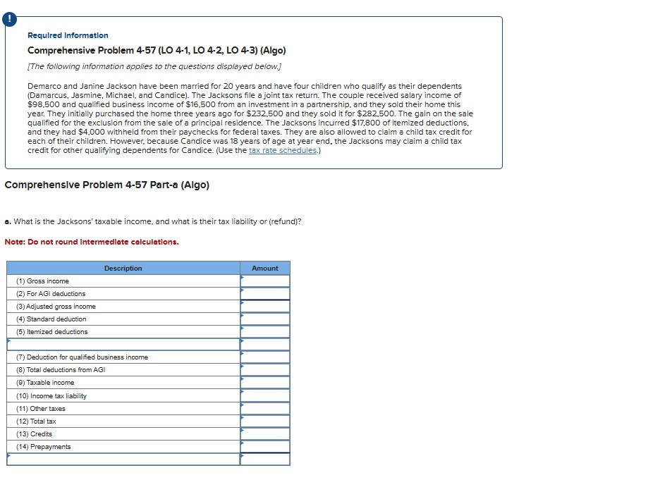 Solved !Required InformationComprehensive Problem 4-57 (LO | Chegg.com