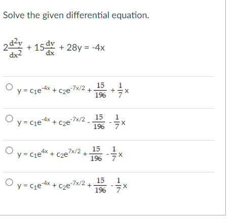 Solved Solve the given differential equation. | Chegg.com