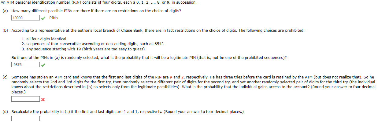 Solved An ATM personal identification number (PIN) consists | Chegg.com