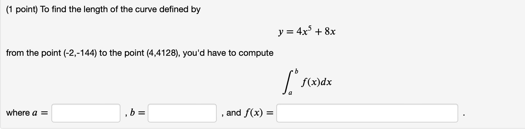 Solved (1 point) To find the length of the curve defined by | Chegg.com