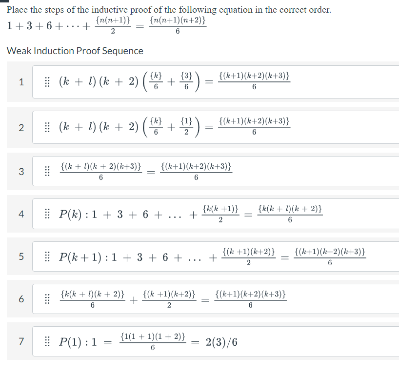 Solved Place The Steps Of The Inductive Proof Of The