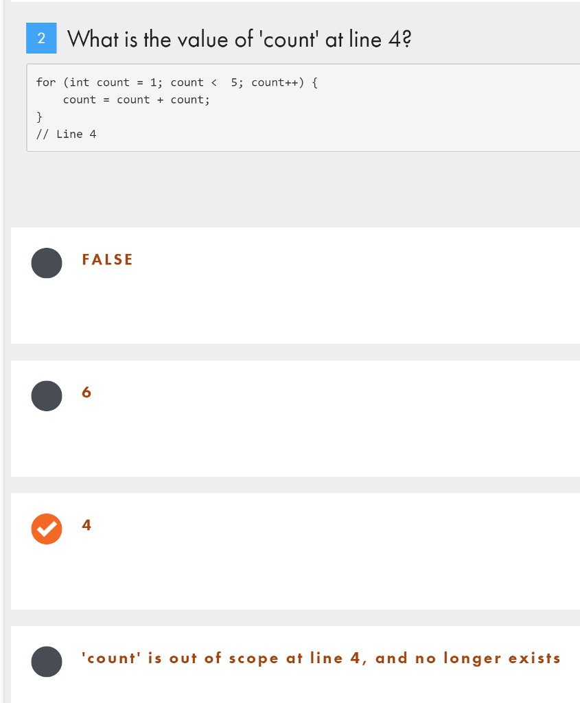 Solved 2 What is the value of 'count' at line 42 for (int | Chegg.com