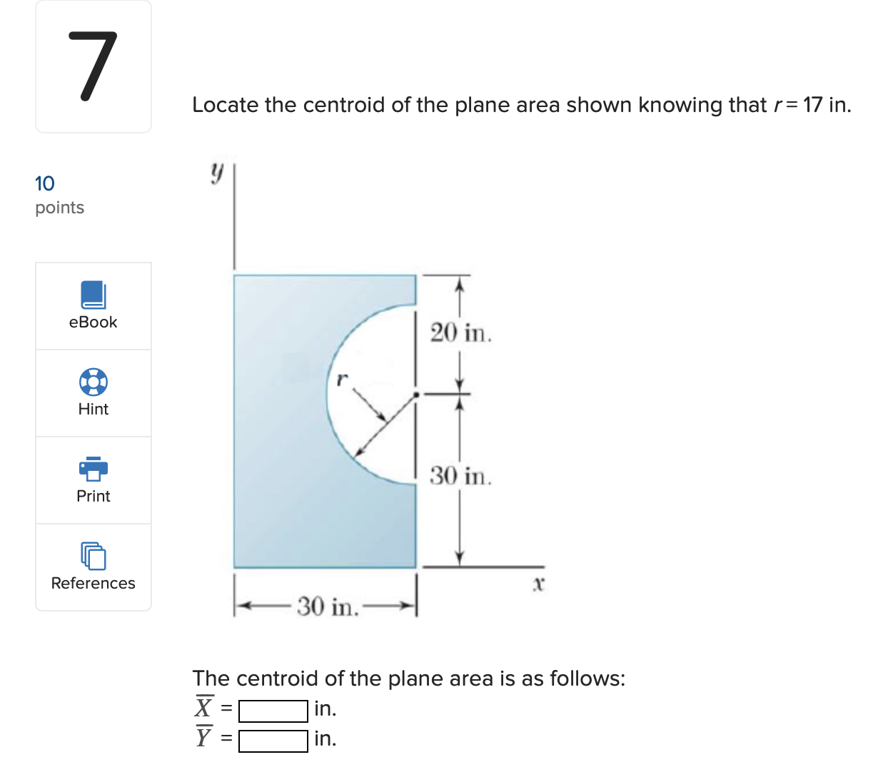 Solved Locate the centroid of ﻿the plane area shown knowing | Chegg.com