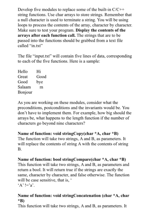 Solved Name of function: void stringConcatenation (char *A, | Chegg.com