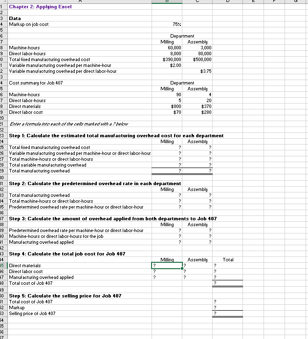 Solved Required information Chapter 2: Applying Excel This | Chegg.com