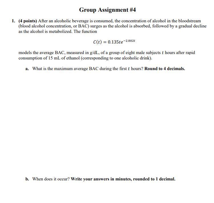 Solved Group Assignment \#41. (4 ﻿points) ﻿After an | Chegg.com
