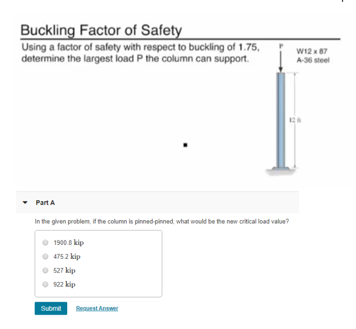 Solved Buckling Factor of Safety Using a factor of safety | Chegg.com