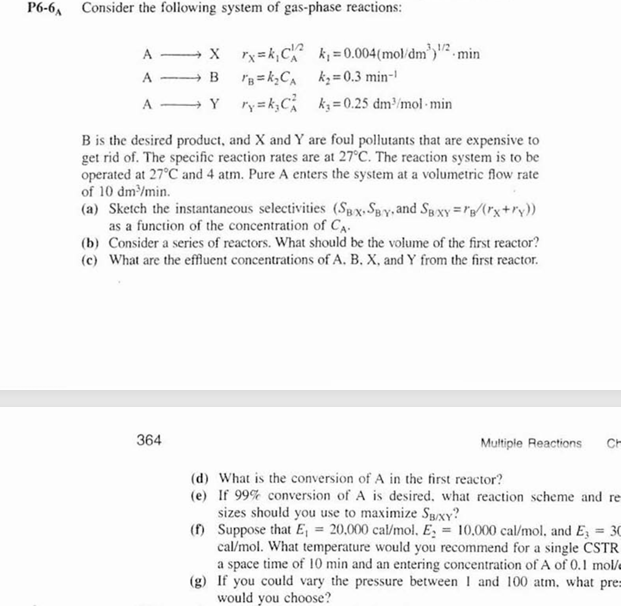 Solved P6-6 ﻿A Consider the following system of ﻿gas-phase | Chegg.com
