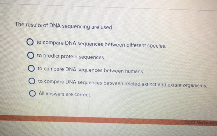 Solved The results of DNA sequencing are used to compare | Chegg.com
