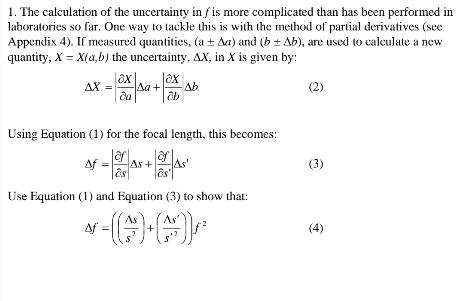 Solved The calculation of the uncertainty in f is more | Chegg.com