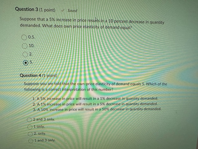 Solved Suppose that a 5% increase in price resurts in a 10 | Chegg.com