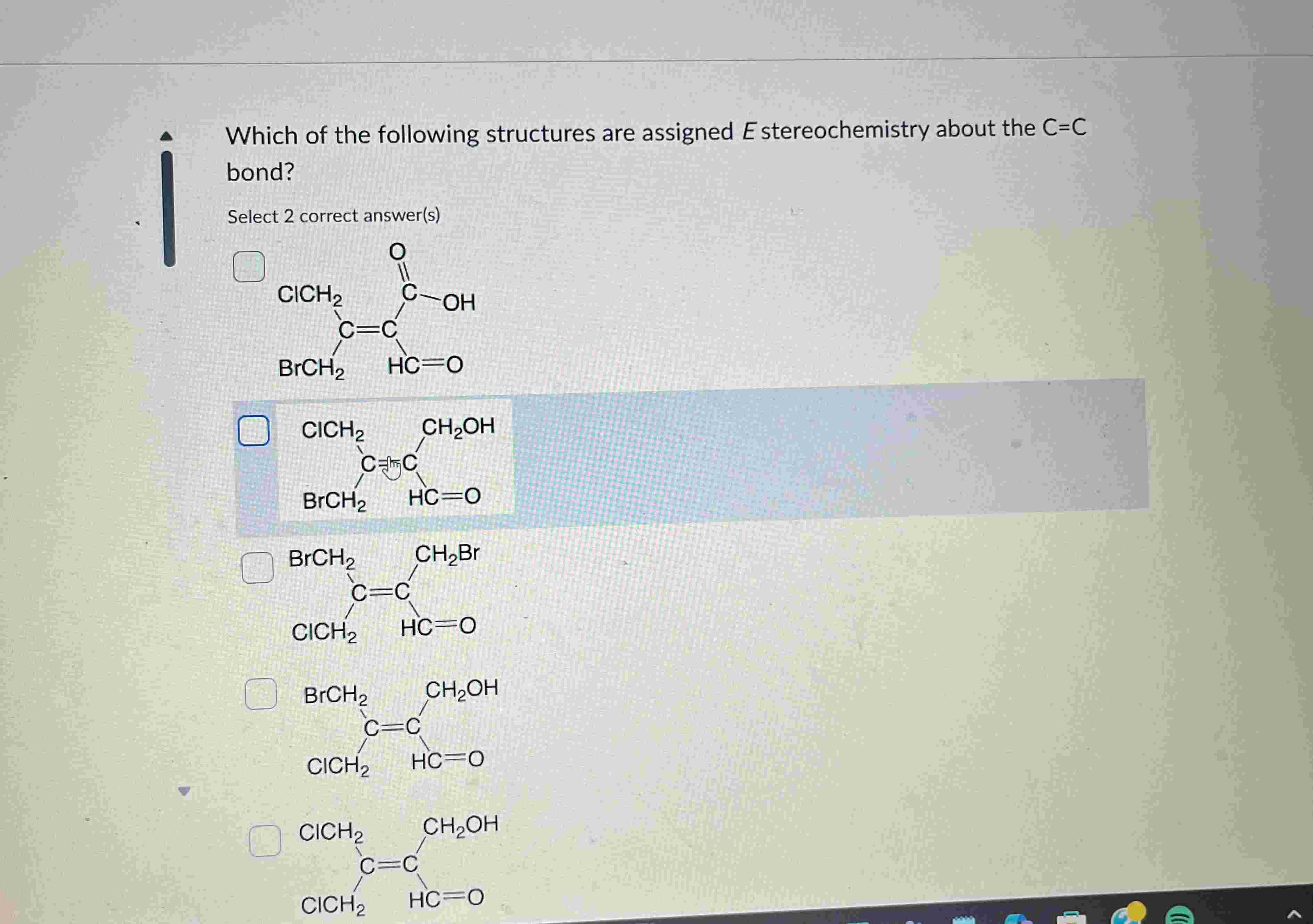 Solved - ﻿Which of the following structures are assigned E | Chegg.com