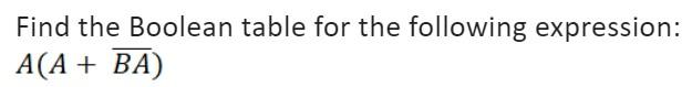 Solved Find The Boolean Table For The Following Expression