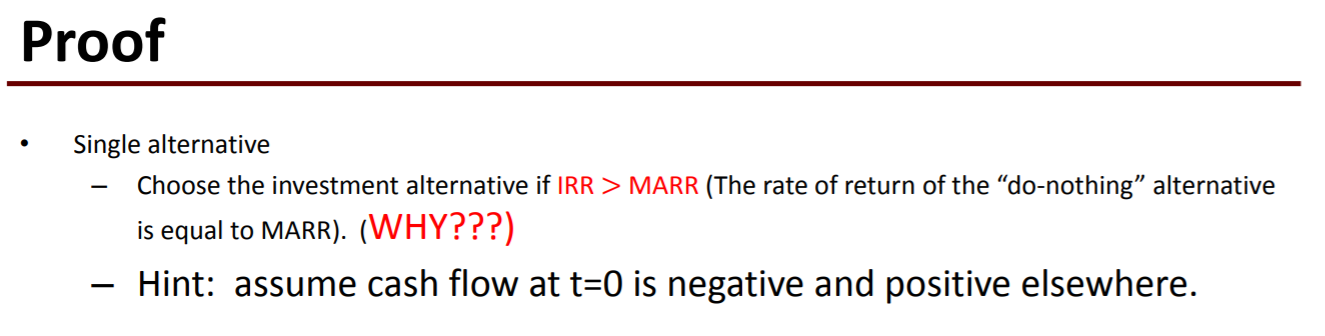 Solved Proof Single alternative Choose the investment | Chegg.com