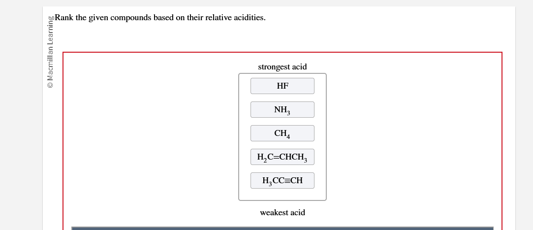 Solved an ﻿Rank the given compounds based on ﻿their relative | Chegg.com