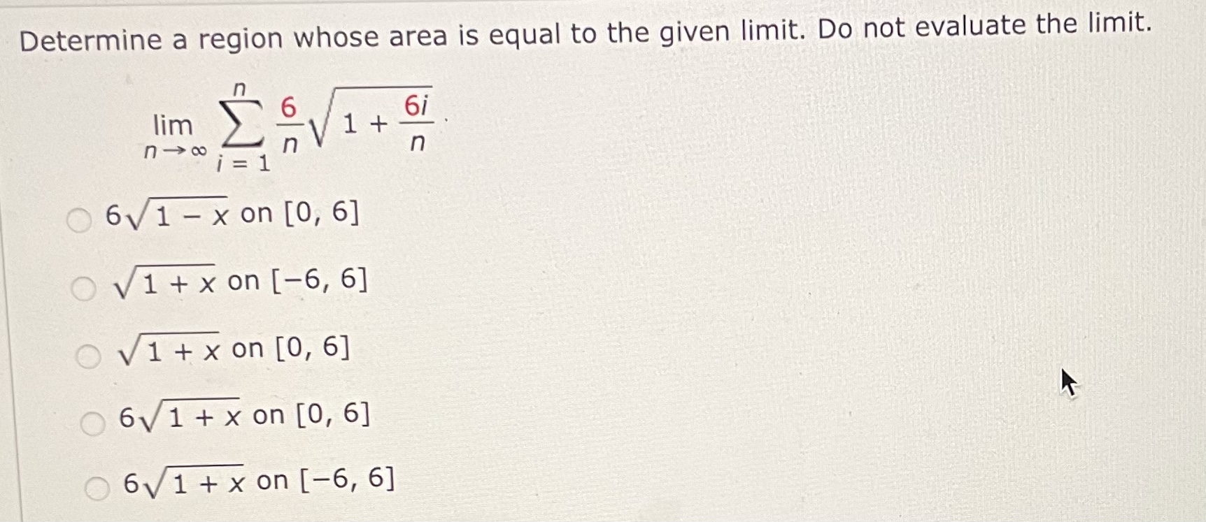 Solved Determine a region whose area is equal to the given | Chegg.com