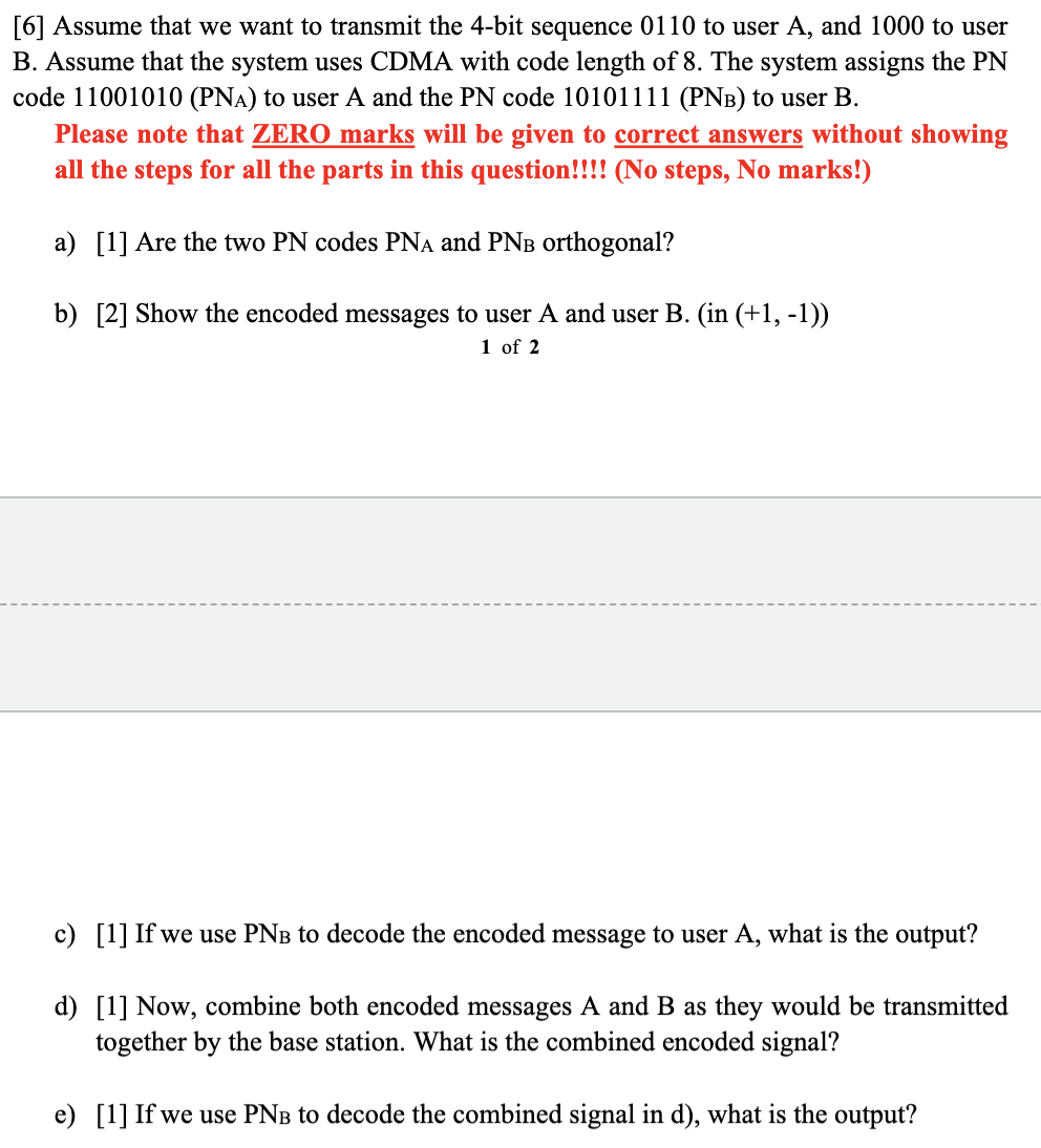 Solved [6] ﻿Assume that we want to transmit the 4-bit | Chegg.com