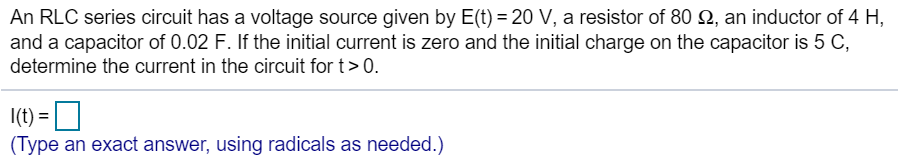 Solved An RLC series circuit has a voltage source given by | Chegg.com