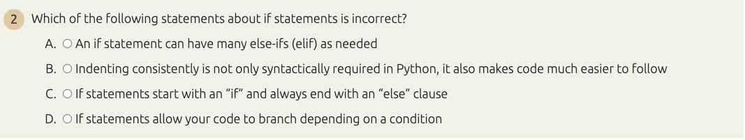 Solved Which Of The Following Statements About If Statements 