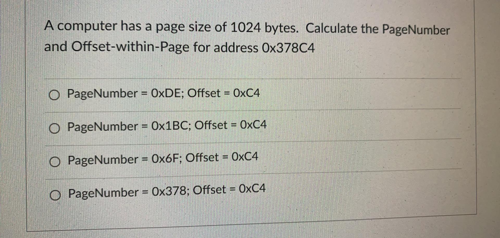 Solved A computer has a page size of 1024 bytes. Calculate | Chegg.com