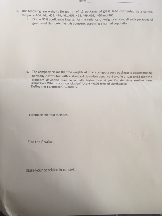 Solved The following are weights (in grams) of 11 packages | Chegg.com