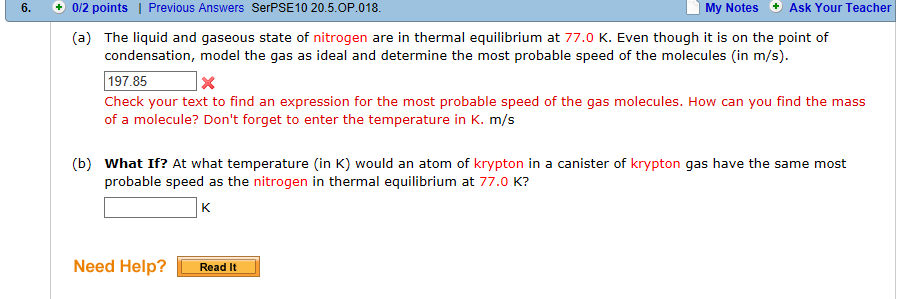 Solved 6. 0/2 points | Previous Answers SerPSE10 20.5.OP.018 | Chegg.com