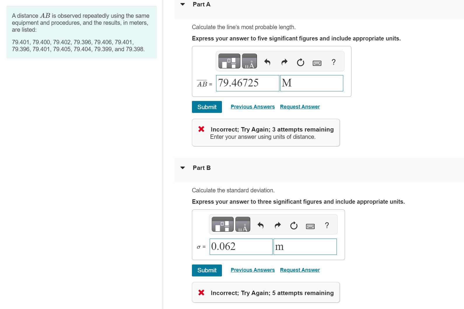 Solved Calculate the standard deviation of the mean. Express | Chegg.com