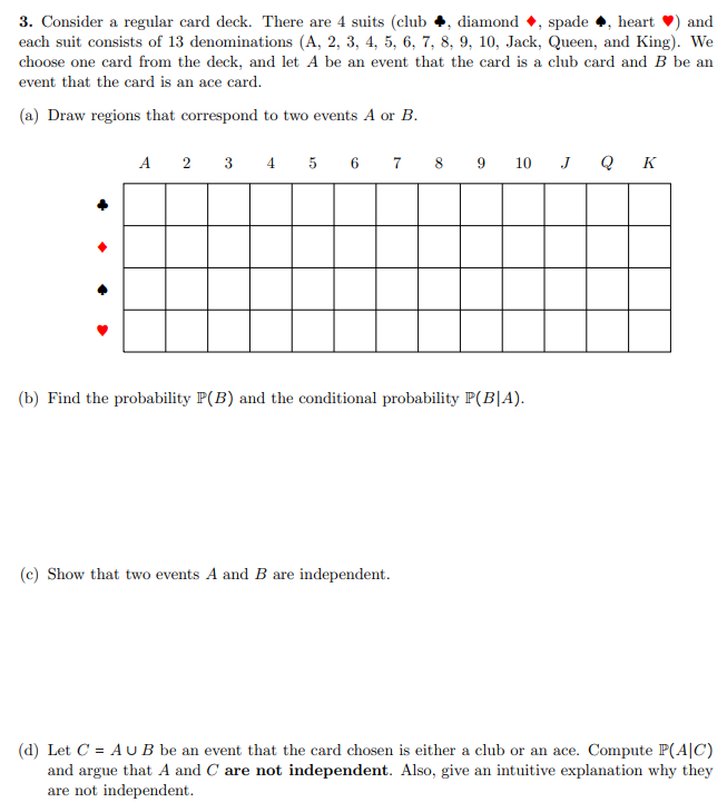 Solved 3. Consider a regular card deck. There are 4 suits | Chegg.com