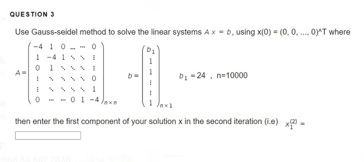Solved QUESTION 3 Use Gauss-seidel method to solve the | Chegg.com