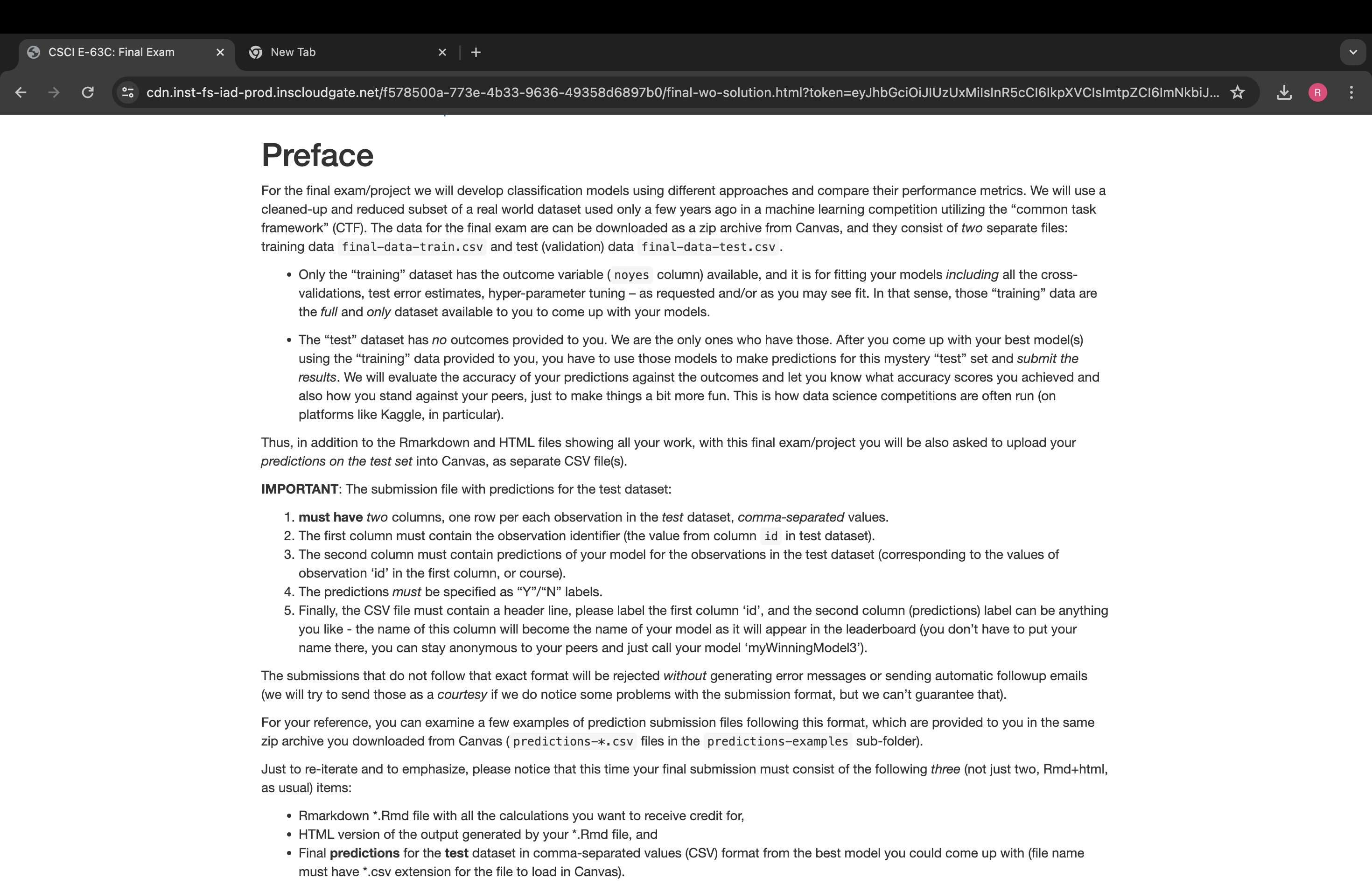 PrefaceFor the final exam/project we will develop | Chegg.com