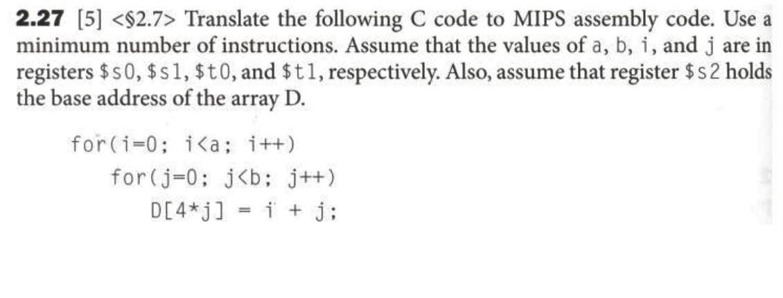 Solved 2.27 [5] Translate the following C code to | Chegg.com