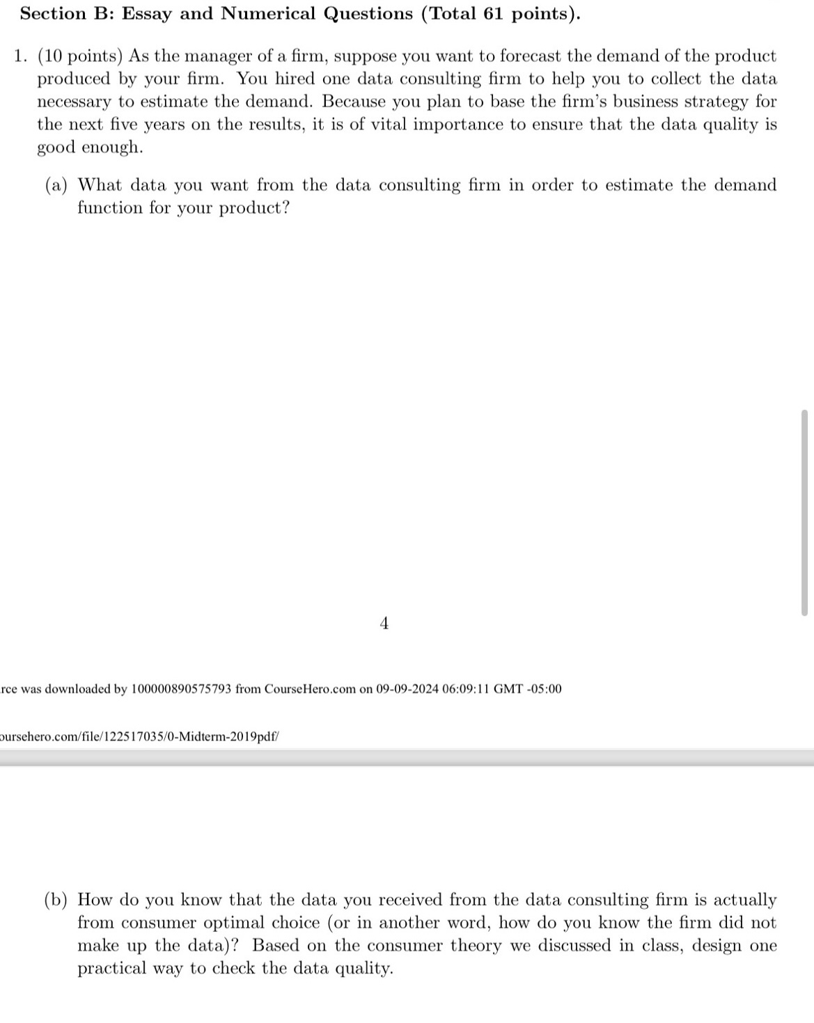 Solved (b) ﻿How do you know that the data you received from | Chegg.com