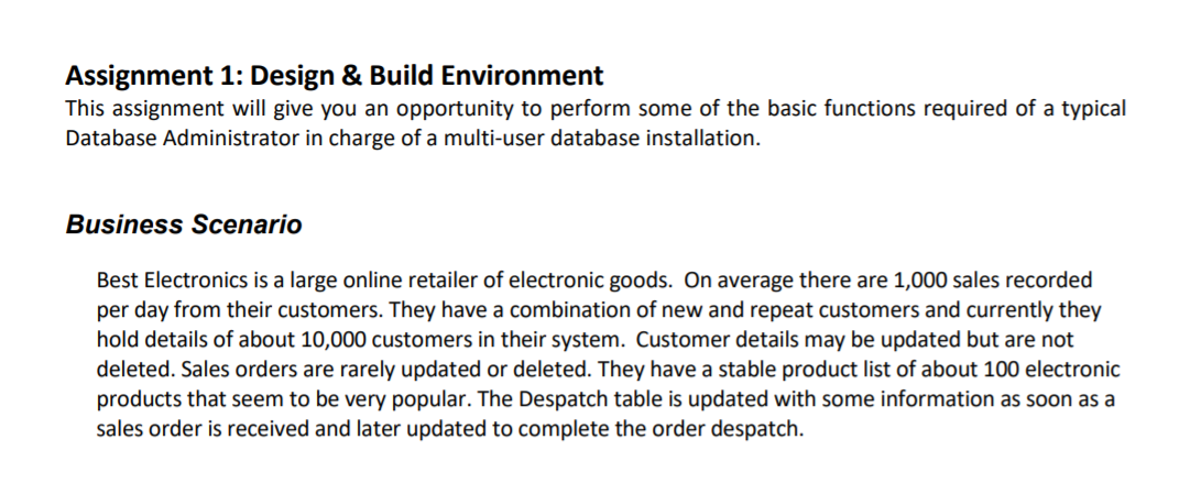 Solved Assignment 1: Design & Build Environment This | Chegg.com