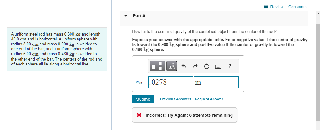 Solved A uniform steel rod has mass 0.300 kg and length How | Chegg.com