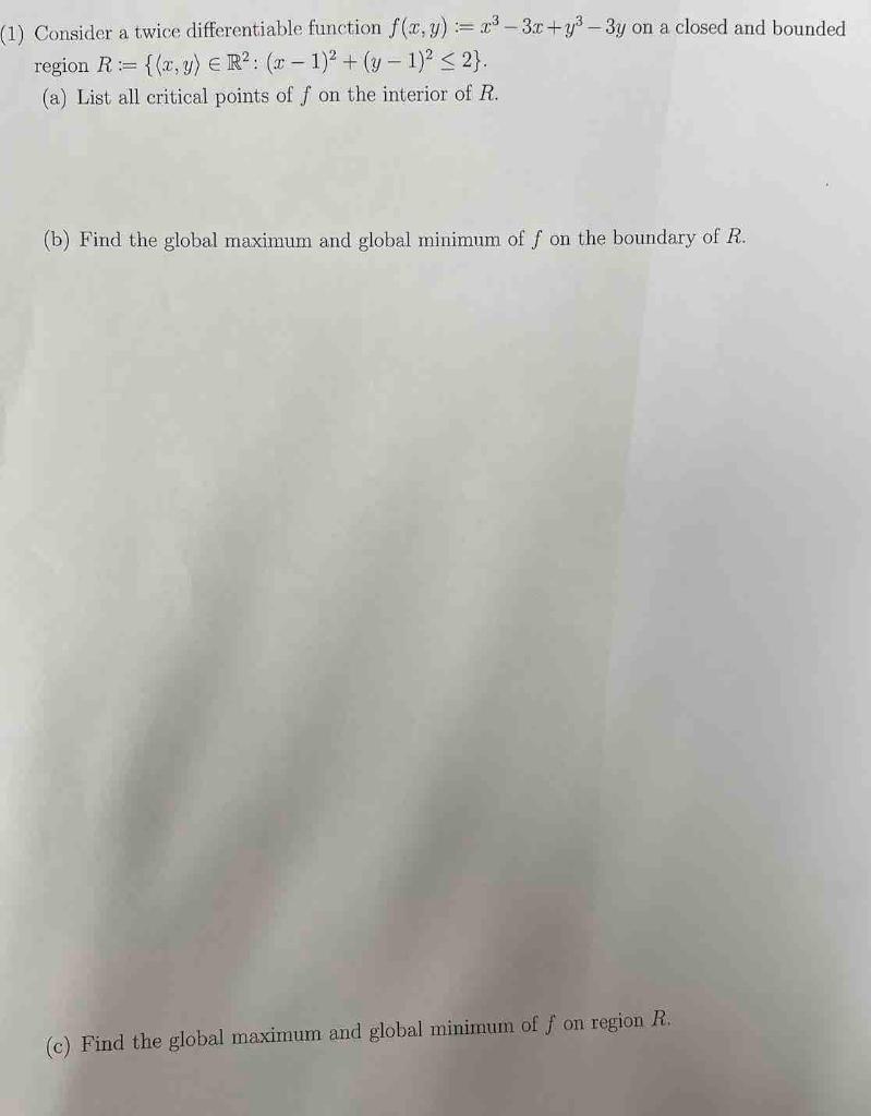 Solved (1) Consider a twice differentiable function | Chegg.com
