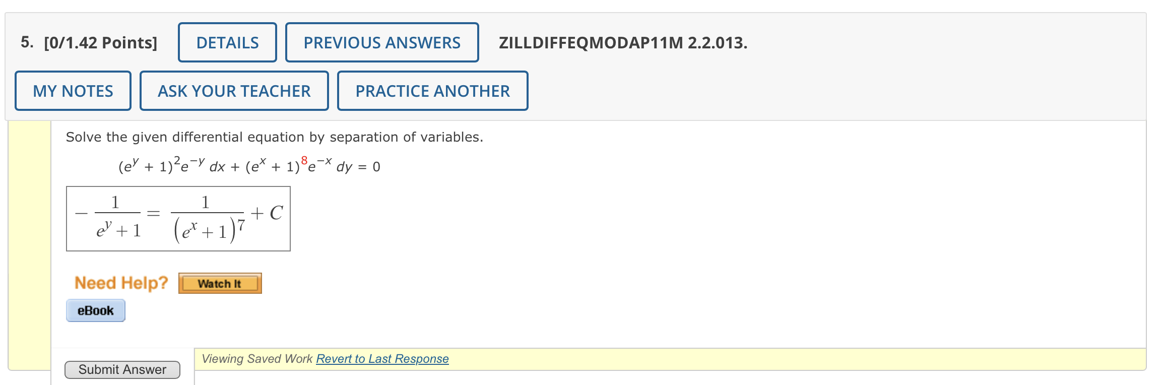 Solved Solve the given differential equation by separation | Chegg.com