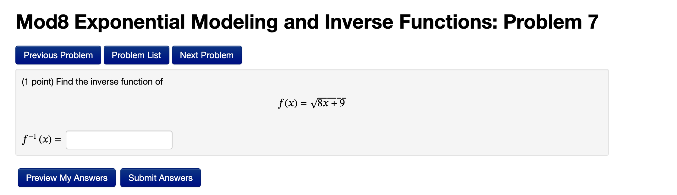 Solved Mod8 Exponential Modeling and Inverse Functions: | Chegg.com