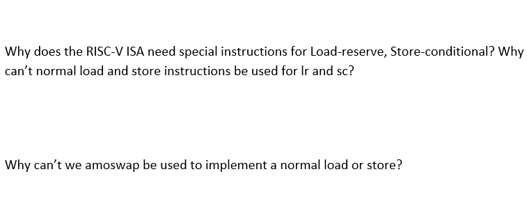 Solved Why does the RISC-V ISA need special instructions for | Chegg.com